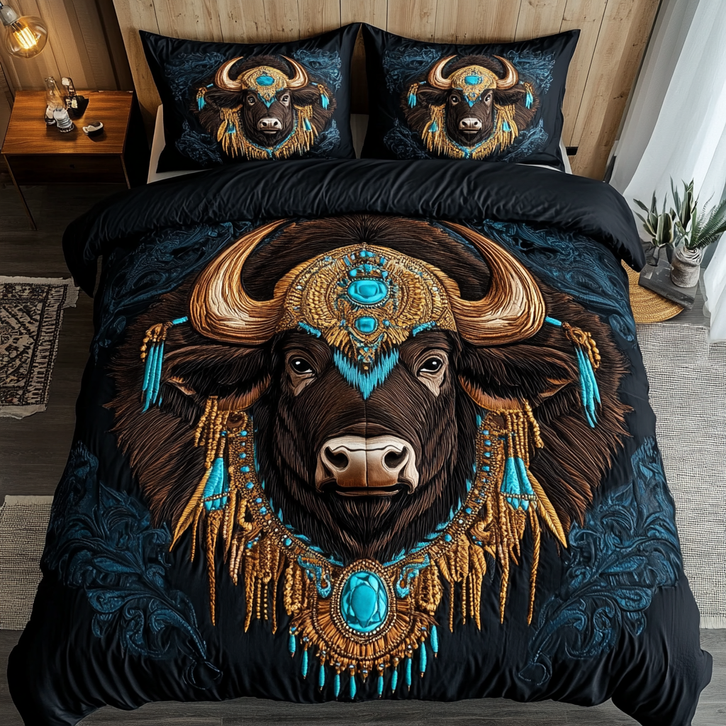 Regal Bison 3-Piece Quilted Bedding Set NCU0VL1170 – Vantique