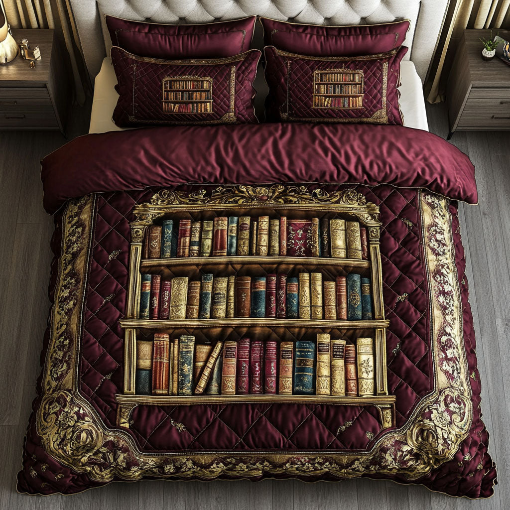 Regal Bookshelf Elegance 3-Piece Quilted Bedding Set NCU0NT4083 – Vantique