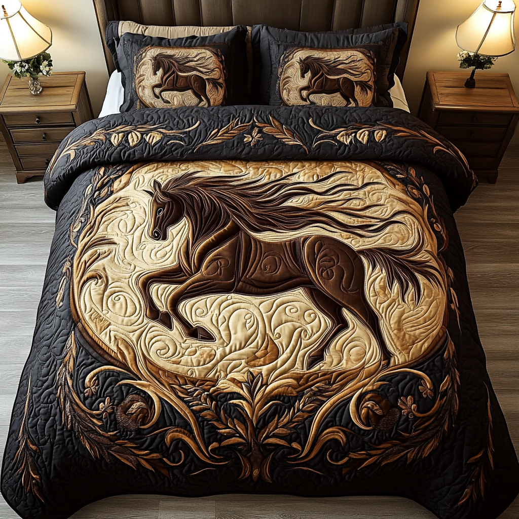 Regal Mane 3-Piece Quilted Bedding Set NCU0VH1813 – Vantique