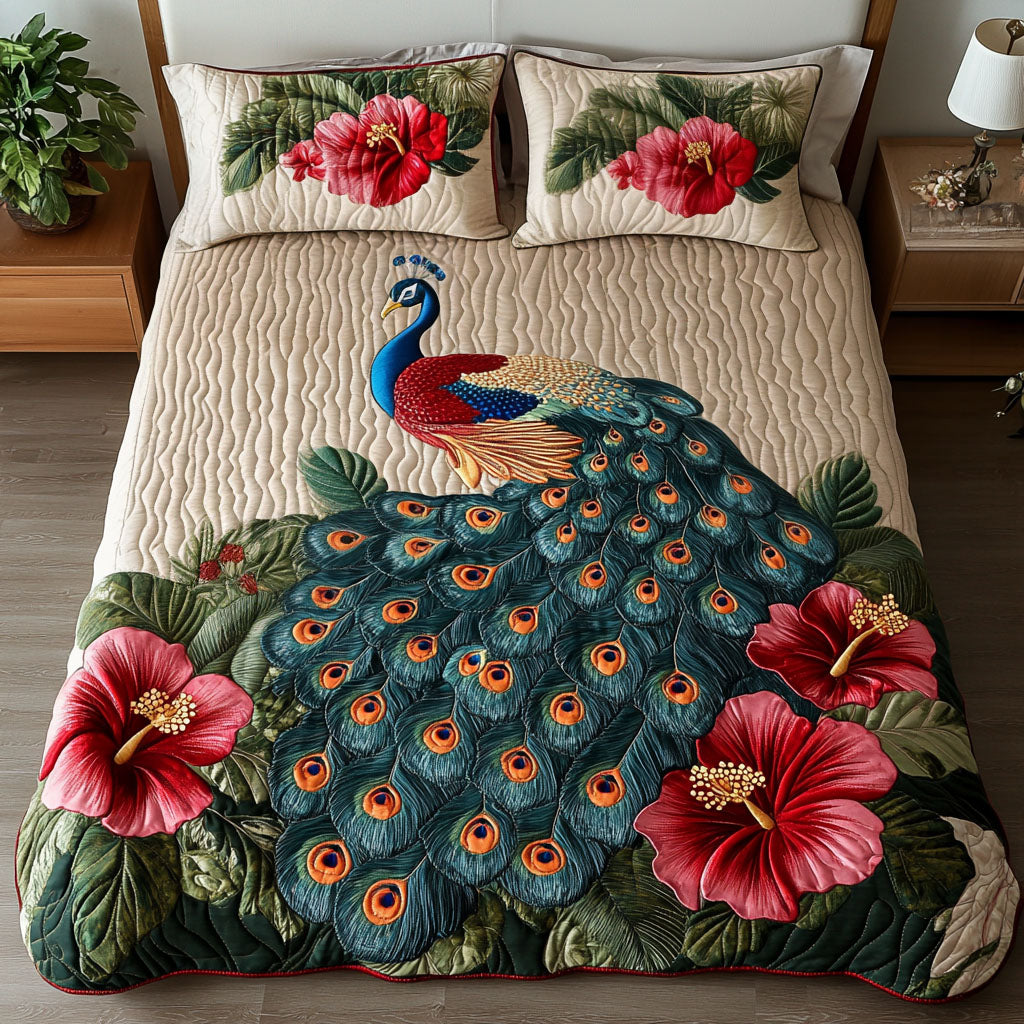 Regal Peacock Elegance 3-Piece Quilted Bedding Set NCU0NT4877 – Vantique