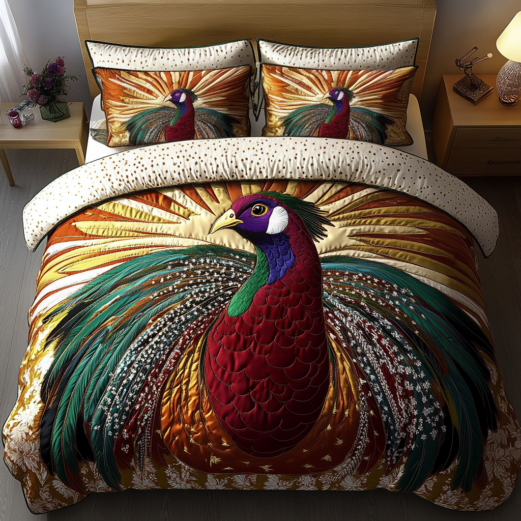 Regal Pheasant 3-Piece Quilted Bedding Set NCU0VH2518 – Vantique