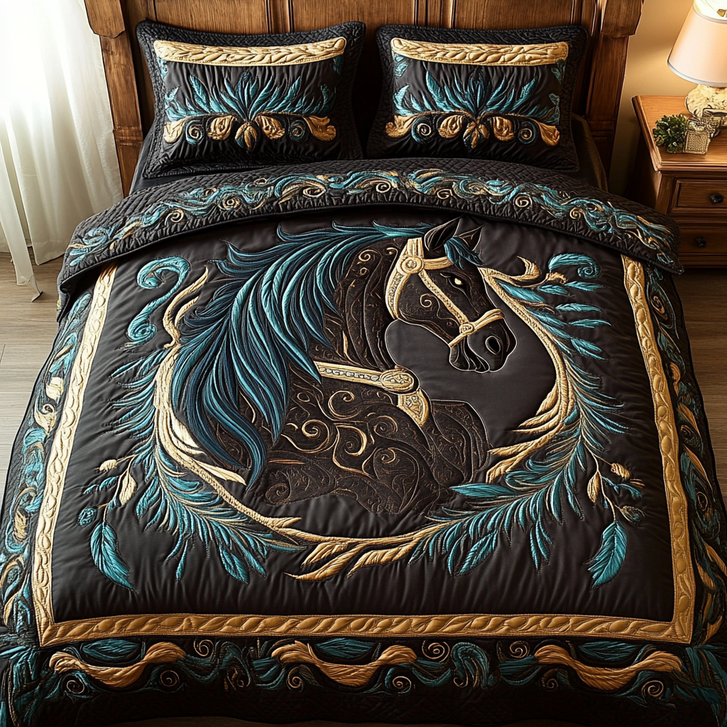 Regal Stride 3-Piece Quilted Bedding Set NCU0VH1935 – Vantique