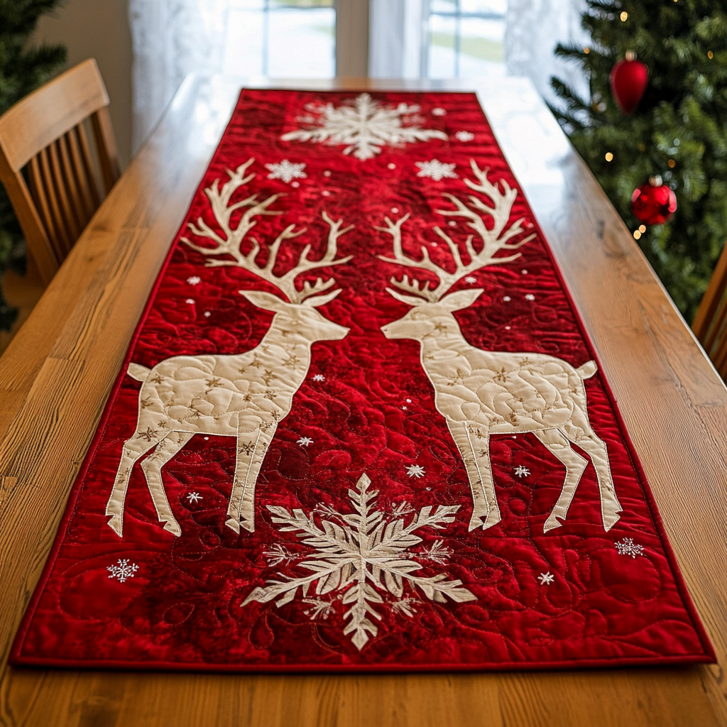 Reindeer Frost Quilted Table Runner NCU0DK1425 – Vantique