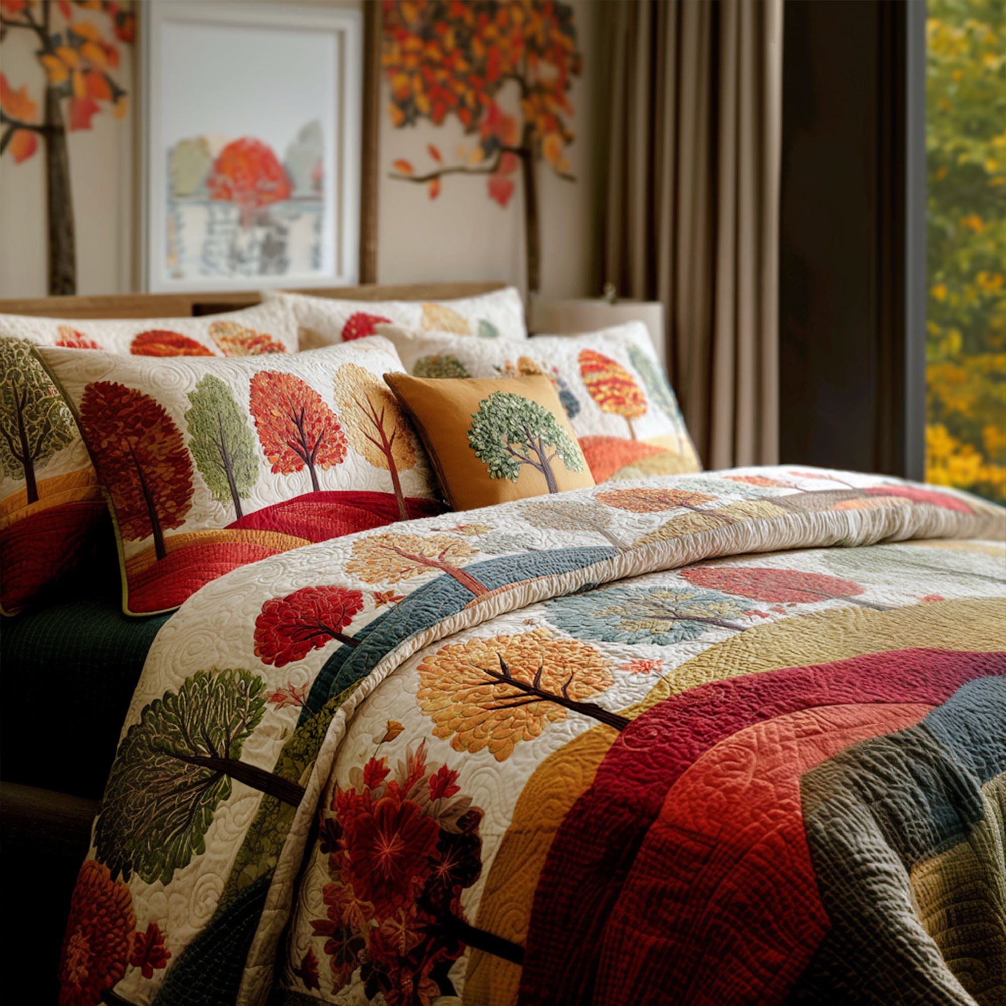 Rich Fall Colors 3-Piece Quilted Bedding Set NCU0PT7757 – Vantique