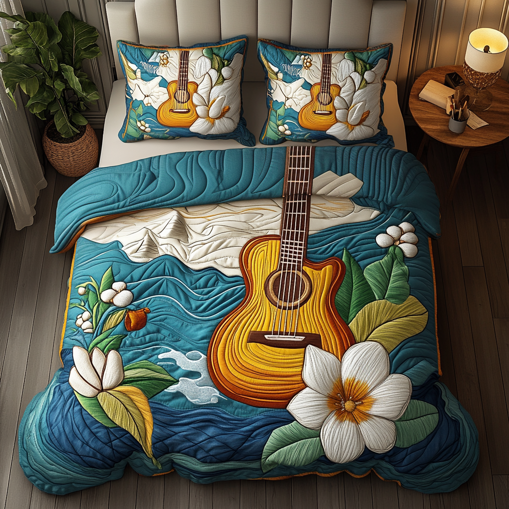 River Petals 3-Piece Quilted Bedding Set NCU0VH4723 – Vantique