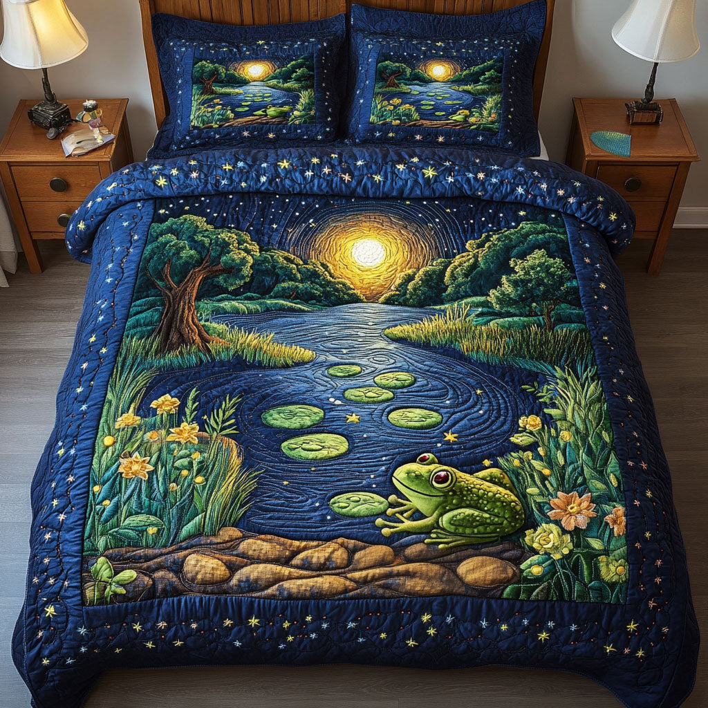 Riverbank Frog 3-Piece Quilted Bedding Set NCU0NT3148 – Vantique