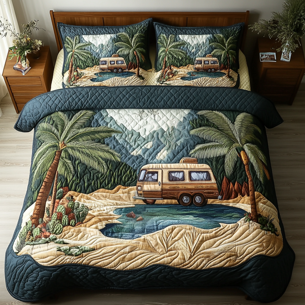Road Bliss 3-Piece Quilted Bedding Set NCU0VH5433 – Vantique