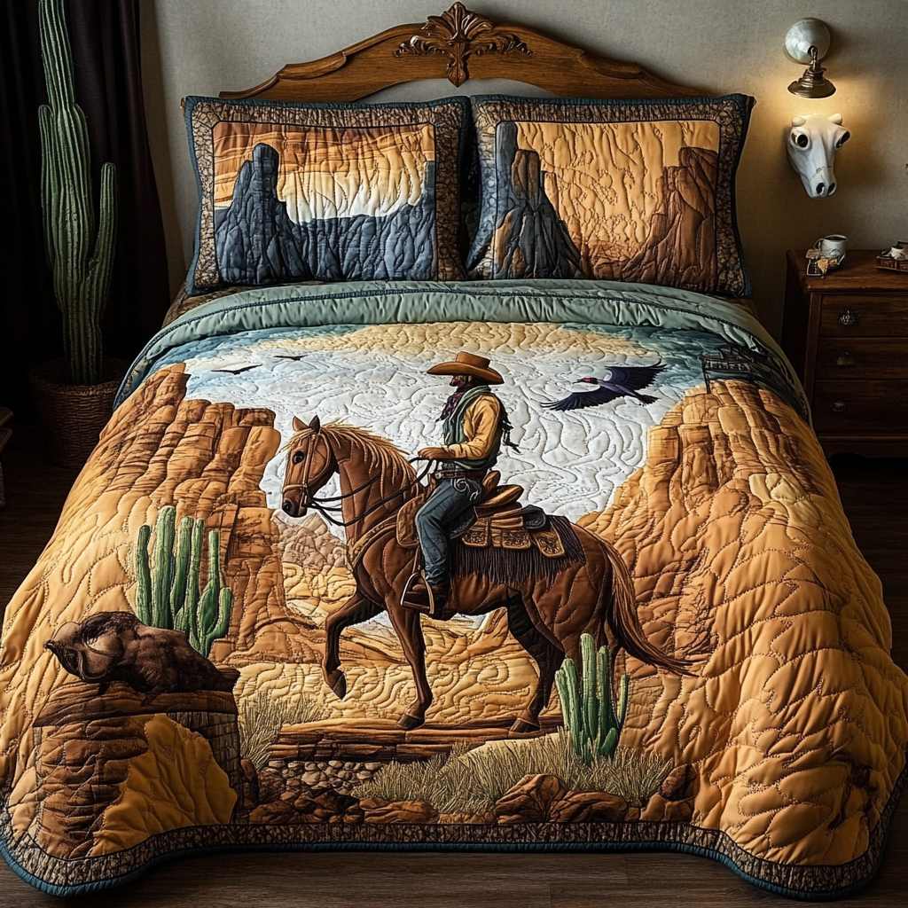 Rodeo Days 3-Piece Quilted Bedding Set NCU0DK7188 – Vantique