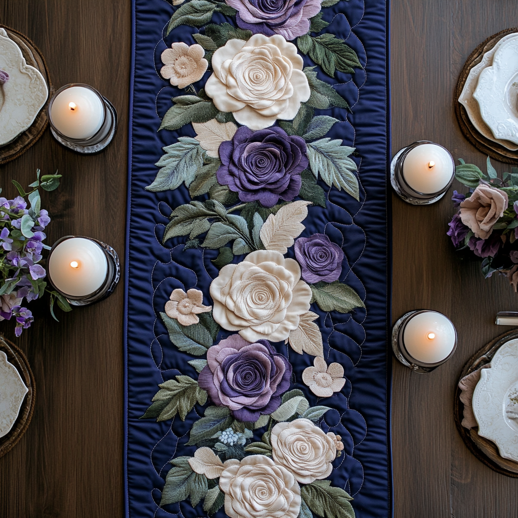 Rose Bliss Quilted Table Runner NCU0VH5492 – Vantique