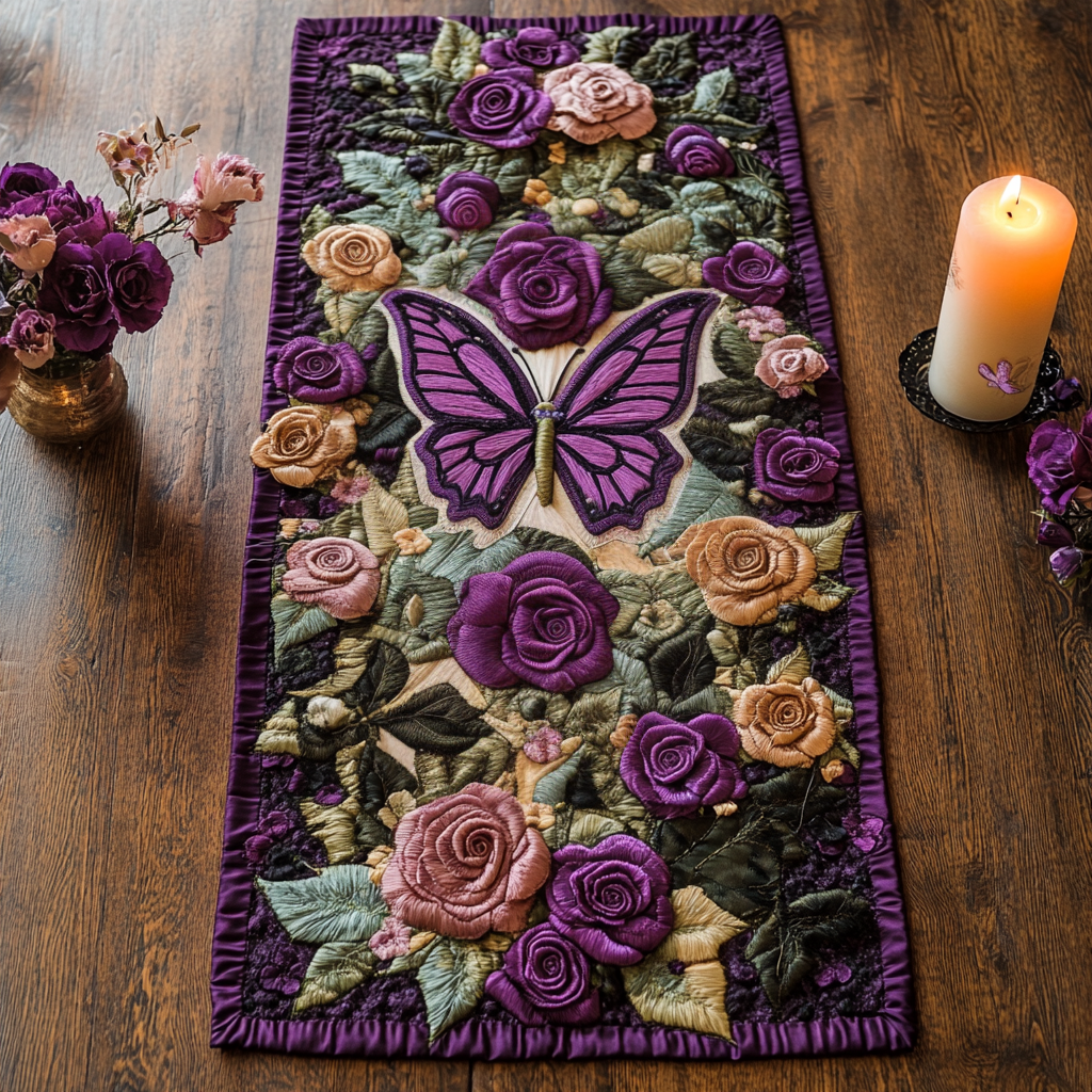 Royal Butterfly Quilted Table Runner NCU0VH2108 – Vantique