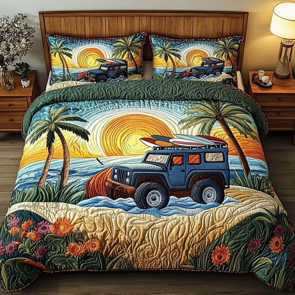 Rugged Road 3-Piece Quilted Bedding Set NCU0VL2296 – Vantique