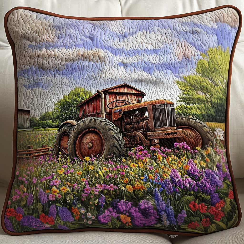 Rustic Tractor Quilted Pillow Case NCU0NT6374 – Vantique