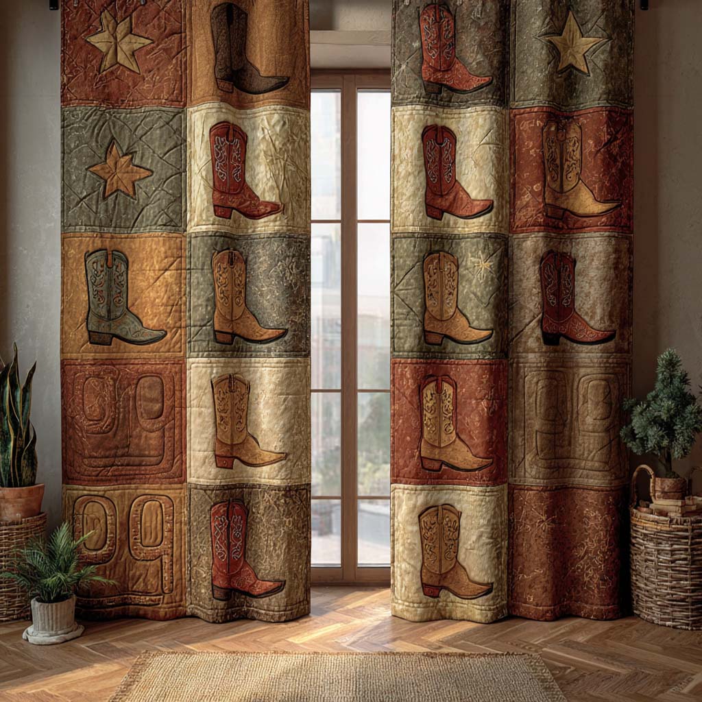Rustic Boot Patchwork Quilted Curtains NCU0XD2131 – Vantique