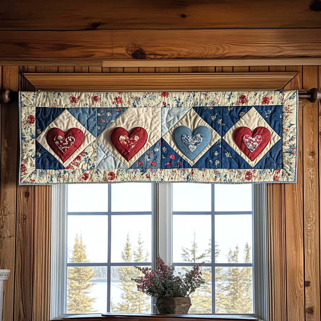 Rustic Hearts Quilted Valance NCU0DK3811 – Vantique