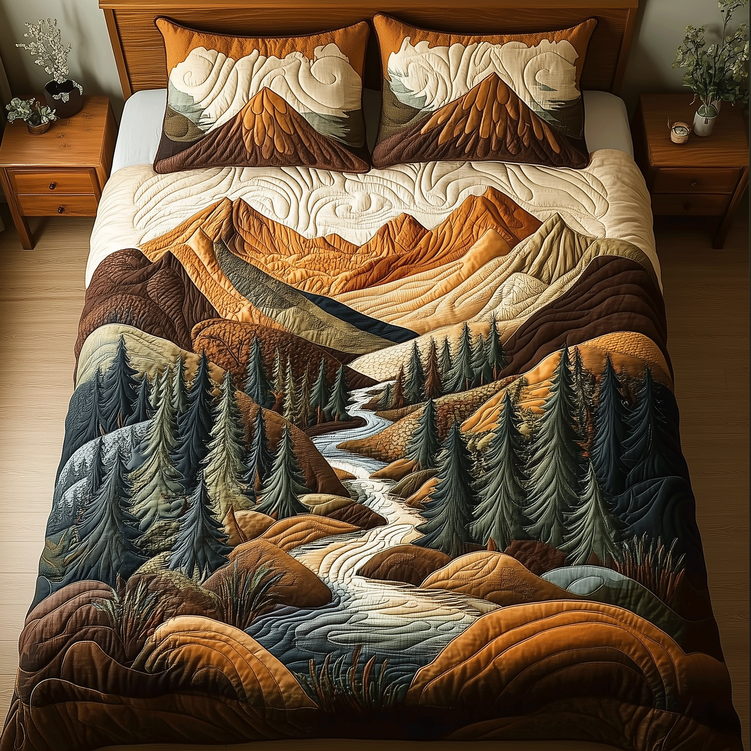 Rustic River Flow 3-Piece Quilted Bedding Set NCU0TH2731 – Vantique