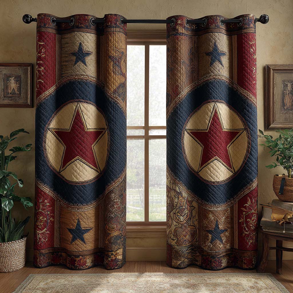 Rustic Star Emblem Quilted Curtains NCU0XD2146 – Vantique