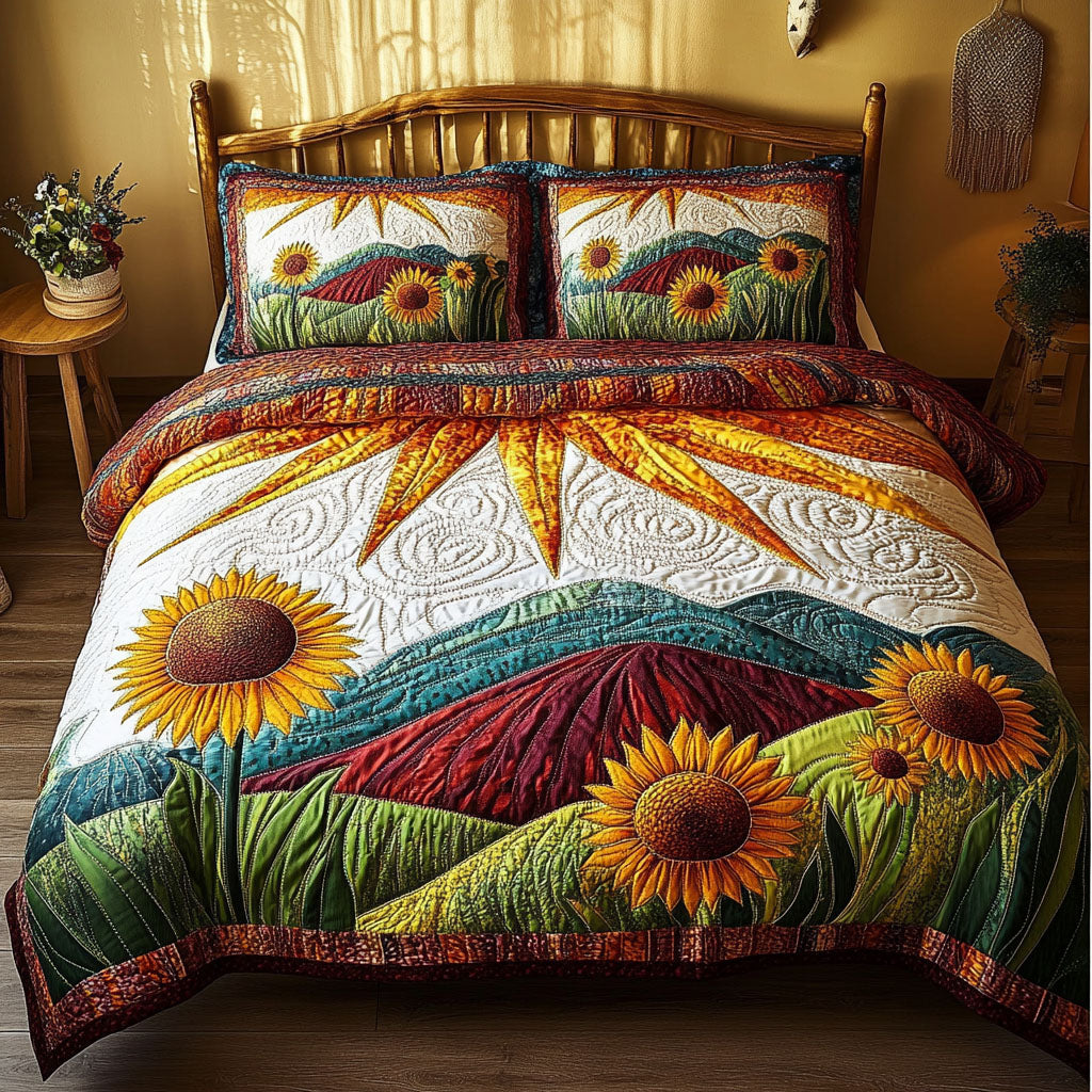 Rustic Sunlight Symphony 3-Piece Quilted Bedding Set NCU0PT4481 – Vantique