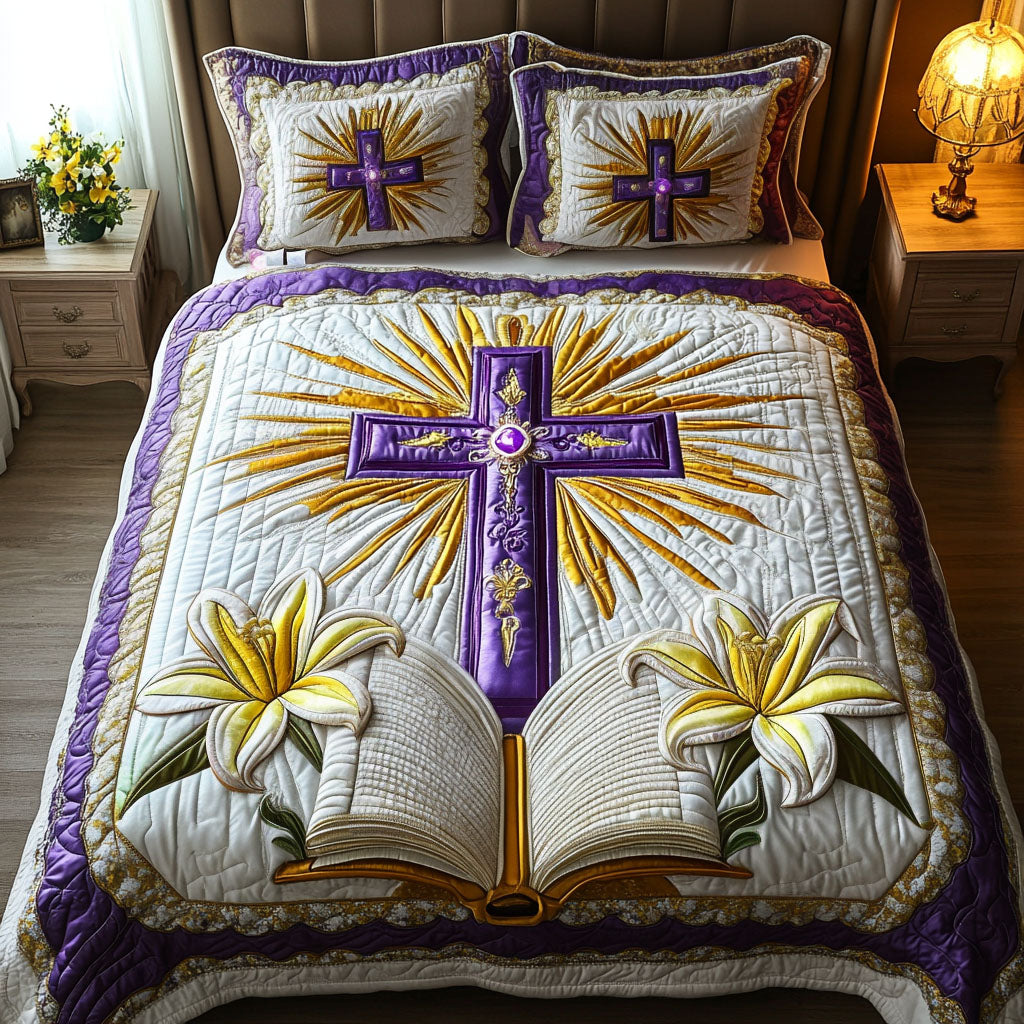 Sacred Cross 3-Piece Quilted Bedding Set NCU0NT6517 – Vantique