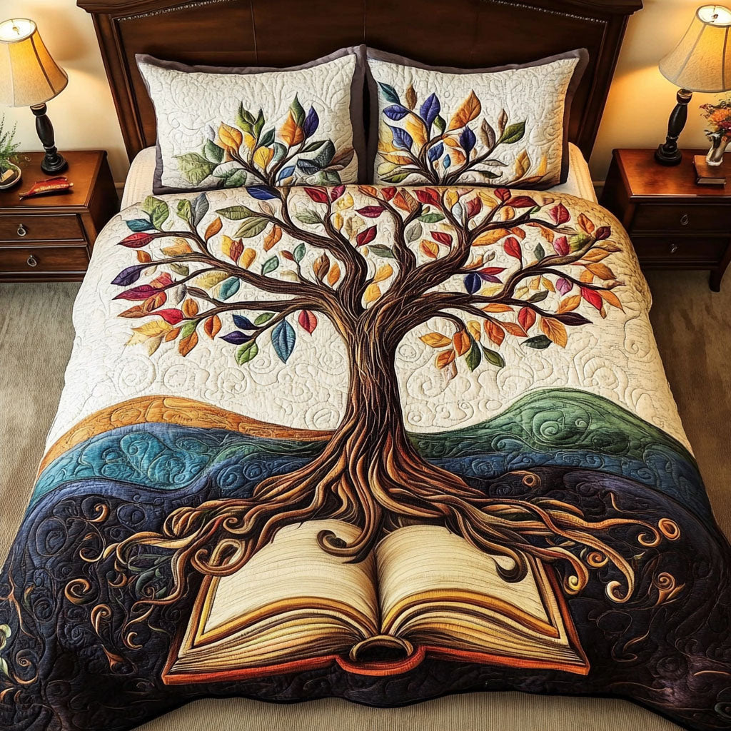 Sacred Leaves of Learning 3-Piece Quilted Bedding Set NCU0PT4432 – Vantique
