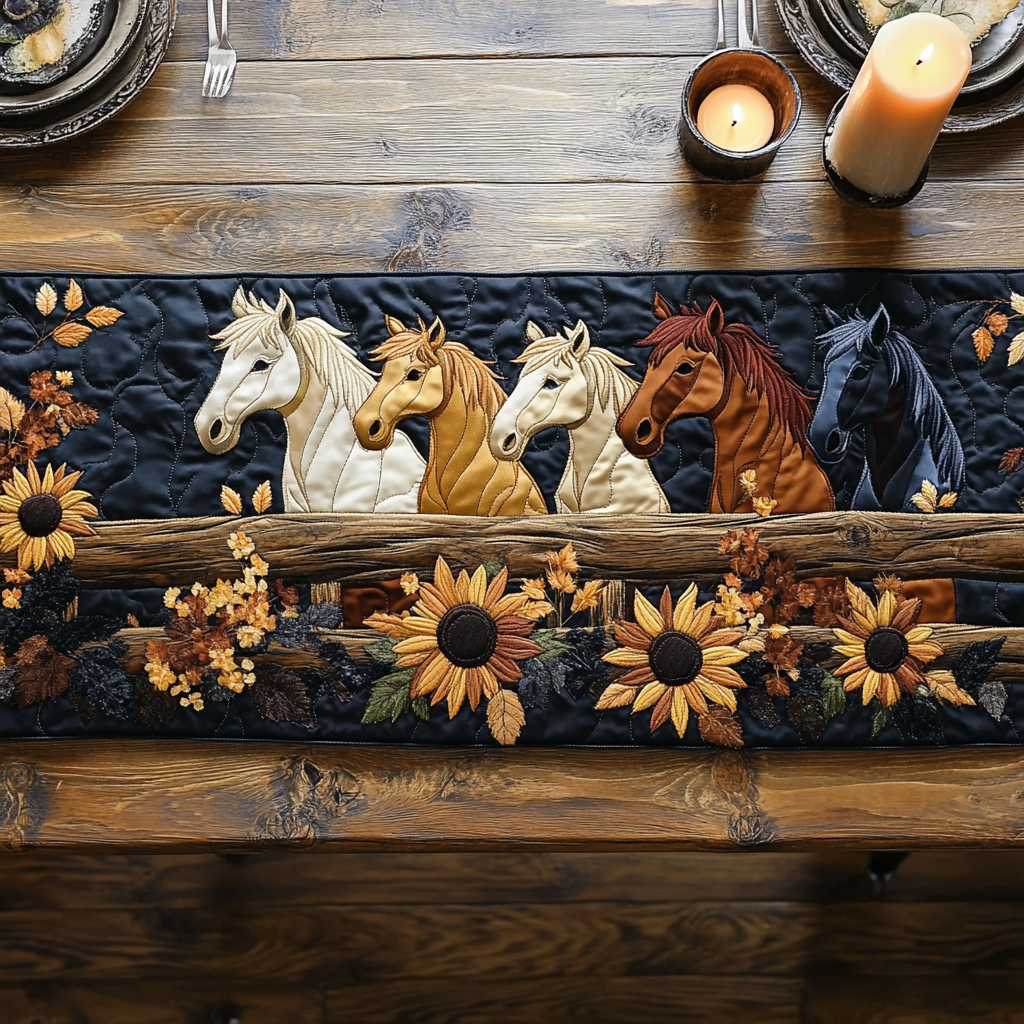 Saddle Bloom Quilted Table Runner NCU0VH5676 – Vantique