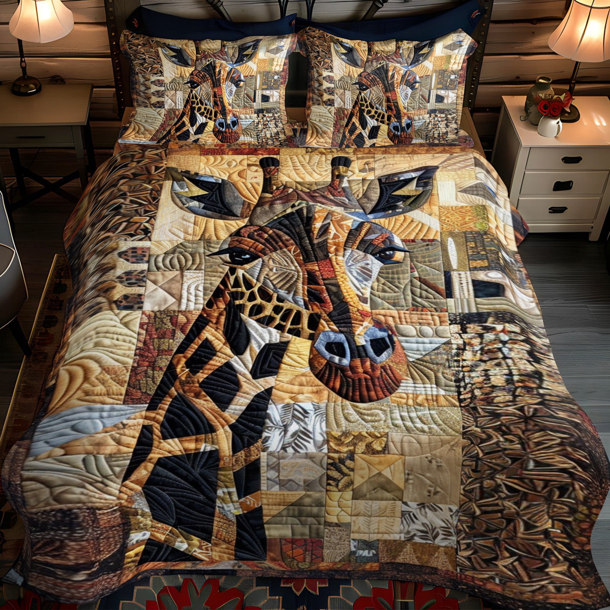 Safari Giraffe 3-Piece Quilted Bedding Set NCU0PT7736 – Vantique
