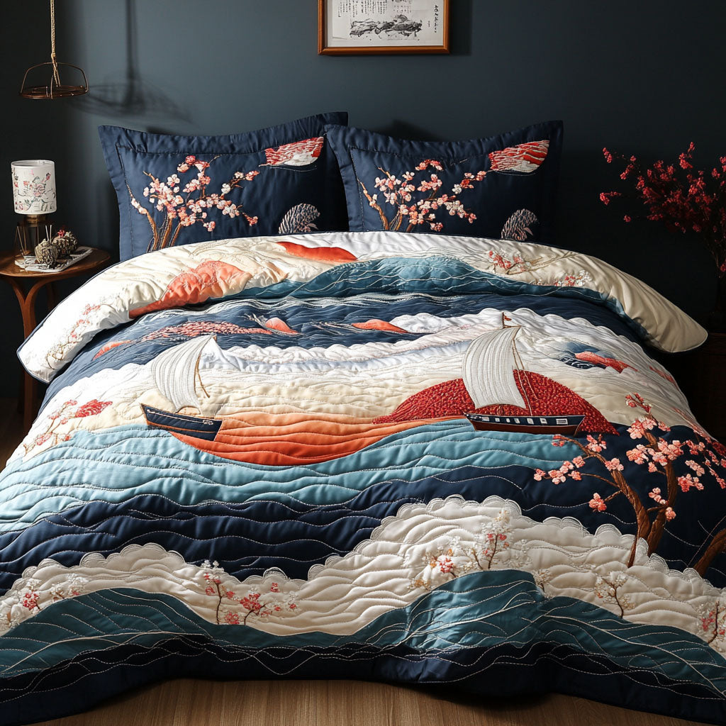 Sail of Spring 3-Piece Quilted Bedding Set NCU0PT6526 – Vantique