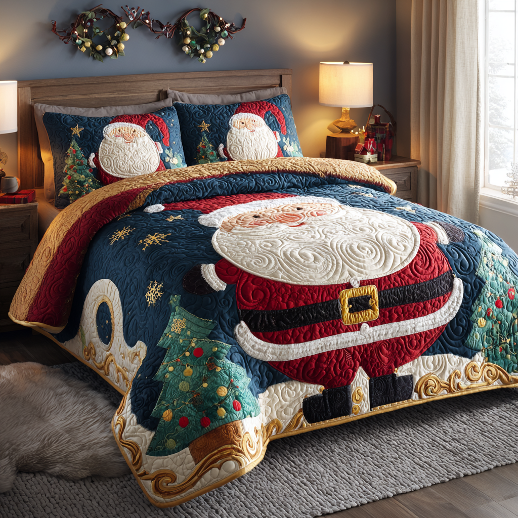 Santa Delight 3-Piece Quilted Bedding Set NCU0DK11396 – Vantique