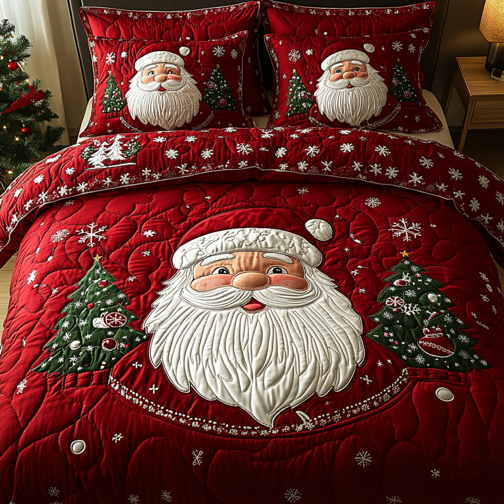 Santa Glow 3-Piece Quilted Bedding Set NCU0DK9976 – Vantique