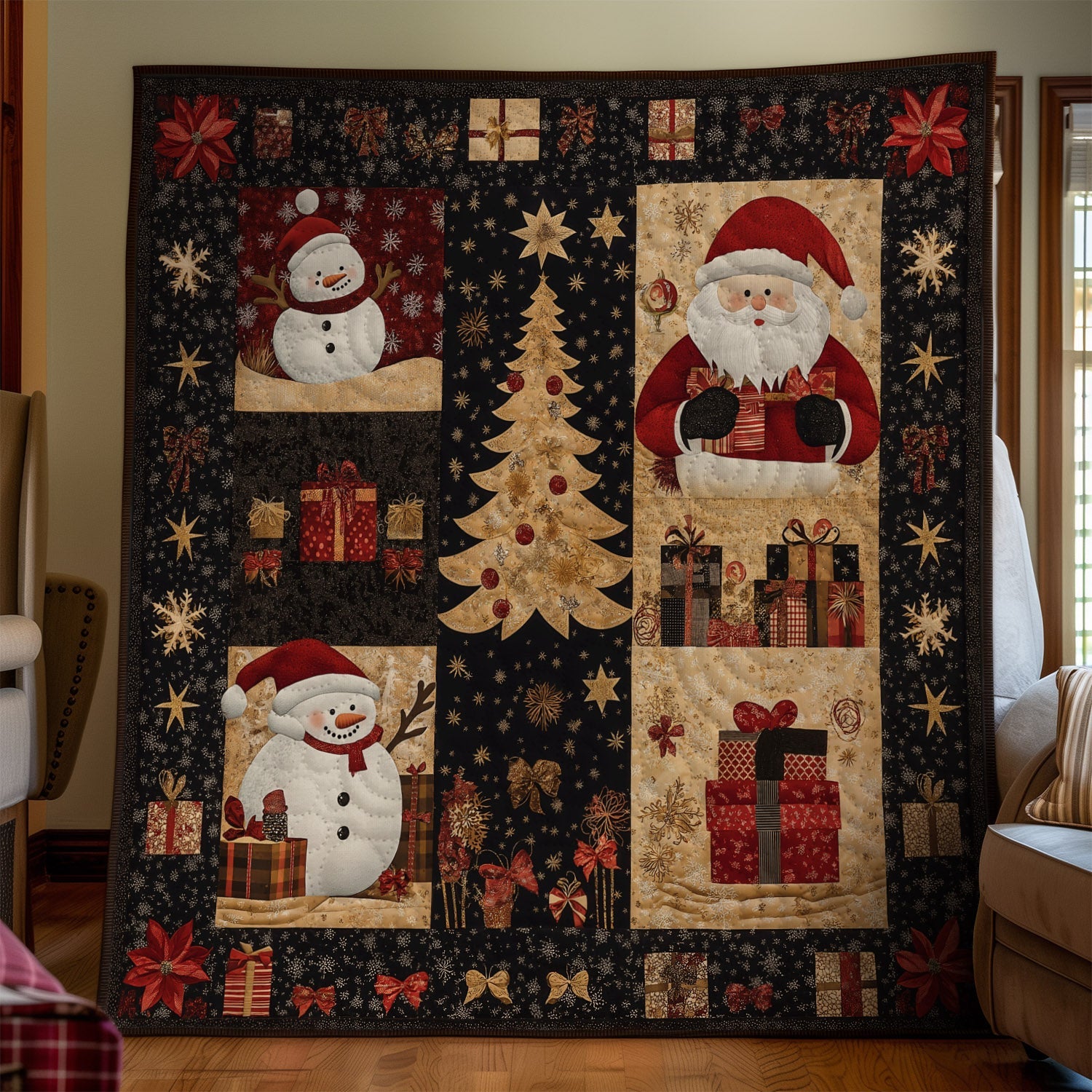 Santa Holiday Spirit Quilted Blanket NCU0TL1699 – Vantique