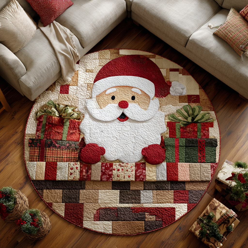 Santa Joy Quilted Round Mat NCU0DK10090 – Vantique