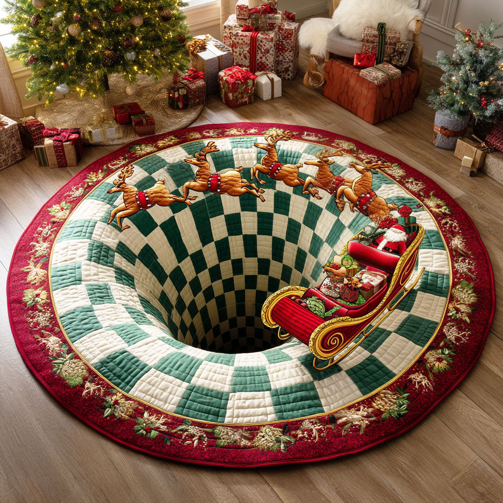 Santa Ride Quilted Round Mat NCU0TD348 – Vantique