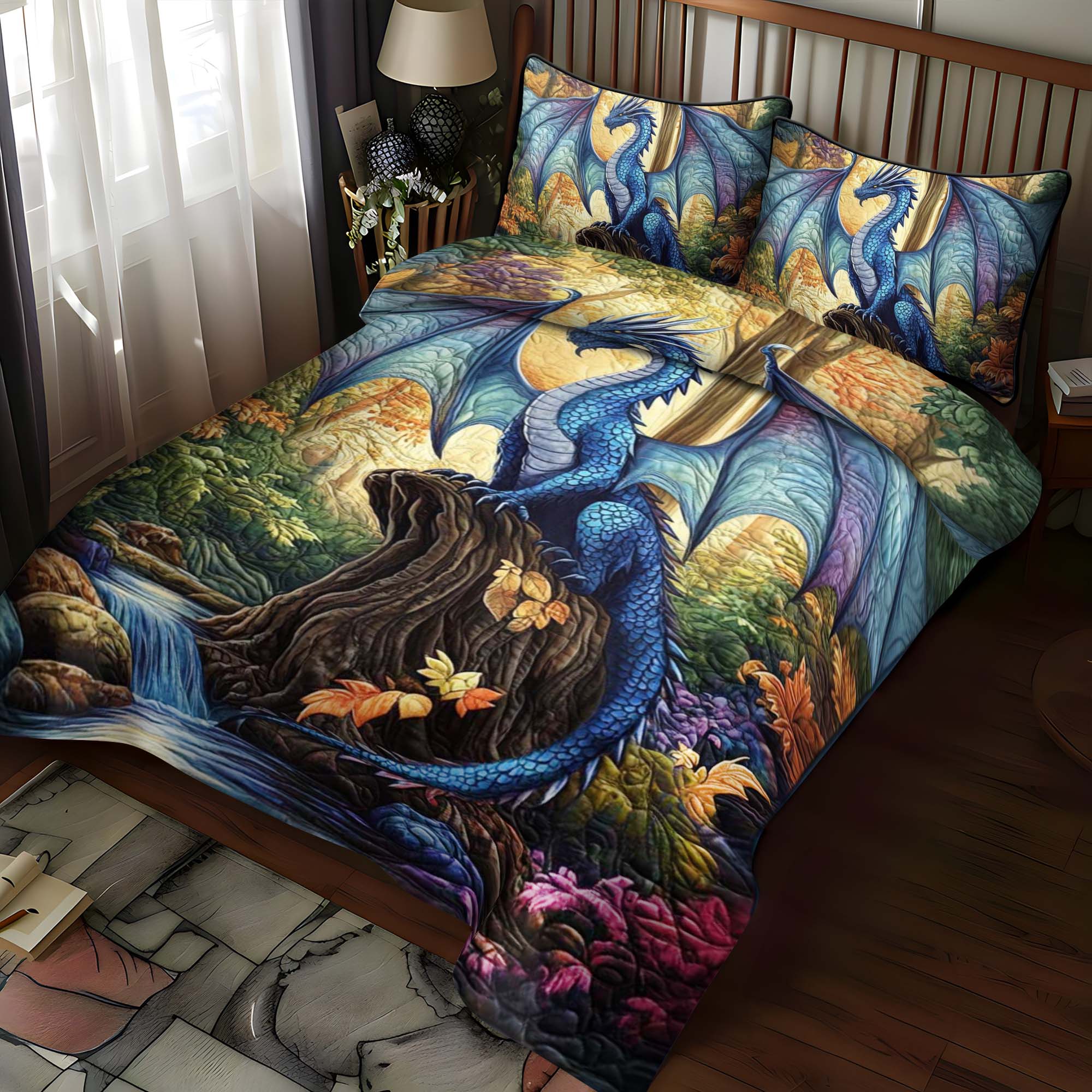 Sapphire Flight 3-Piece Quilted Bedding Set NCU0NT919 – Vantique