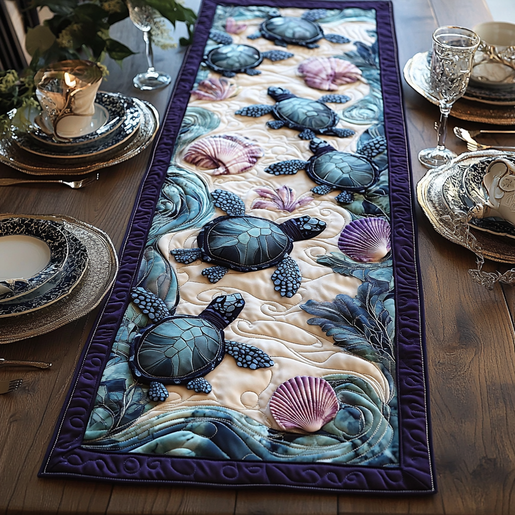 Serene Shells Quilted Table Runner NCU0DV3506 – Vantique