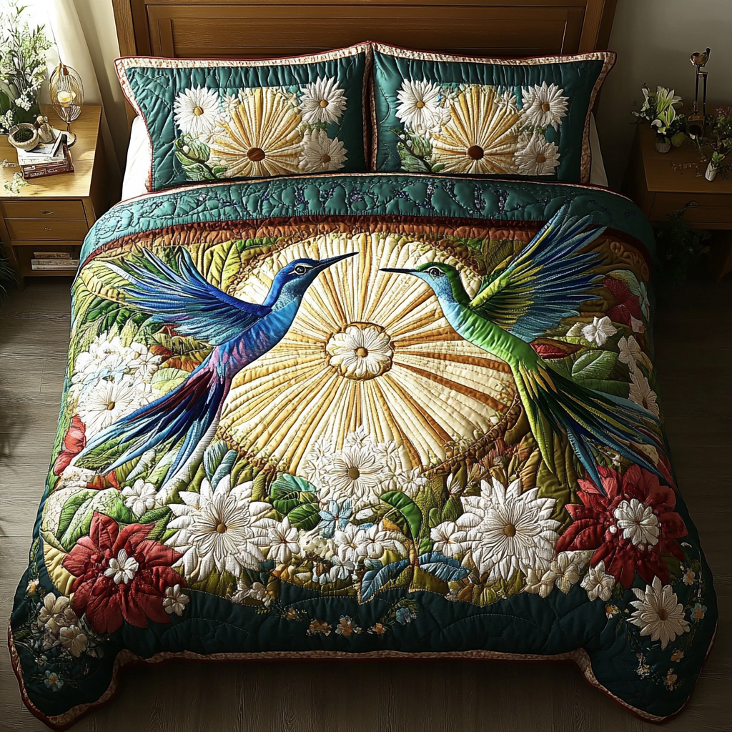 Serenity Flight 3-Piece Quilted Bedding Set NCU0VH3400 – Vantique