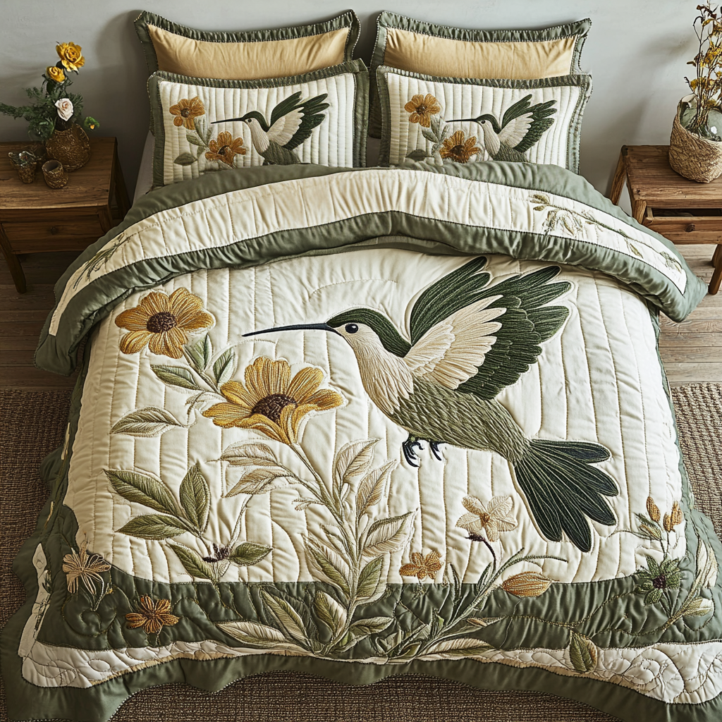Serenity Stitch 3-Piece Quilted Bedding Set NCU0VH5682 – Vantique