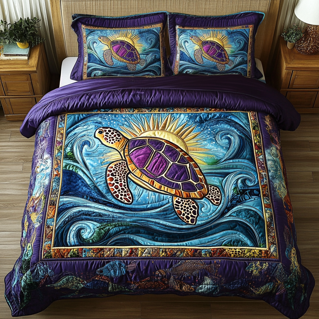 Serenity Waves 3-Piece Quilted Bedding Set NCU0VH2235 – Vantique
