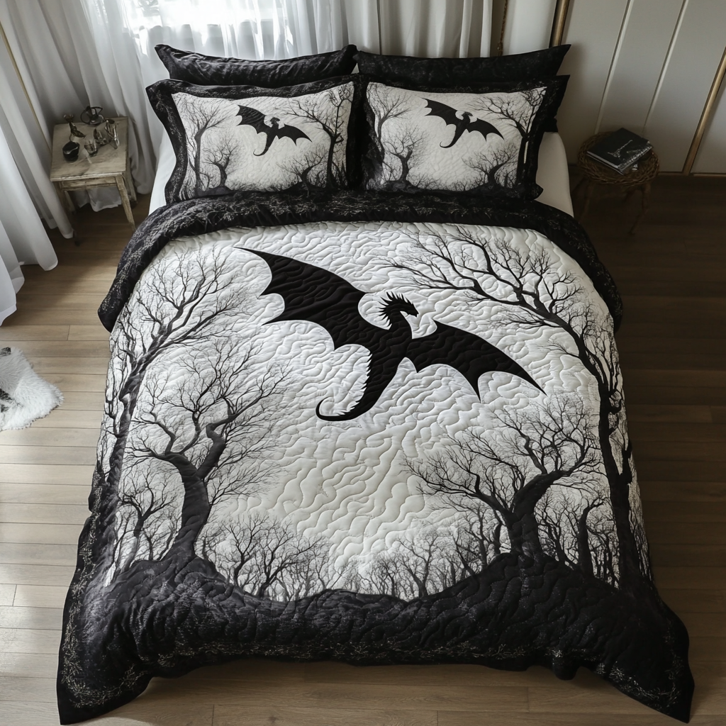 Shadow Dragon 3-Piece Quilted Bedding Set NCU0DK8048 – Vantique