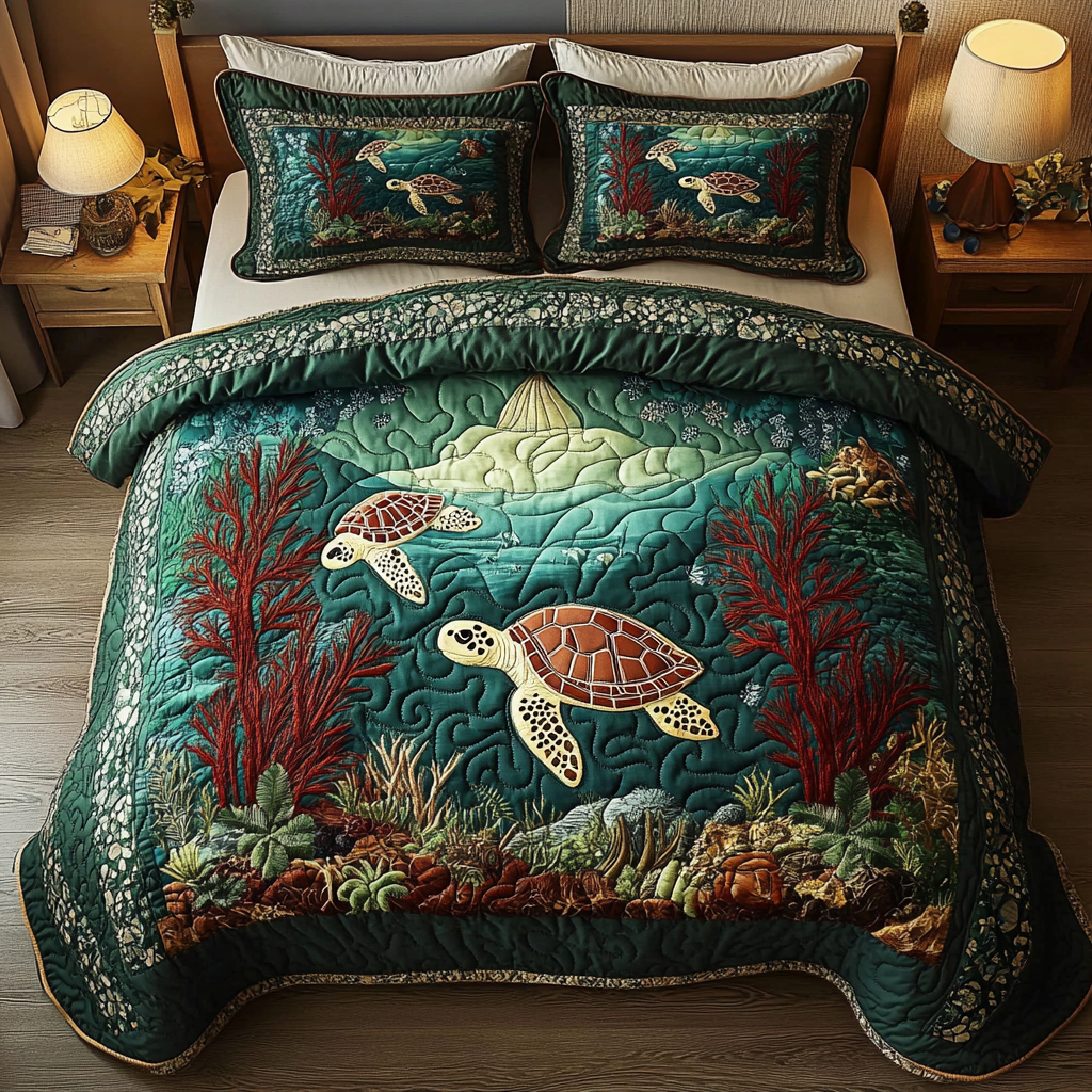 Shelled Serenity 3-Piece Quilted Bedding Set NCU0DK2929 – Vantique