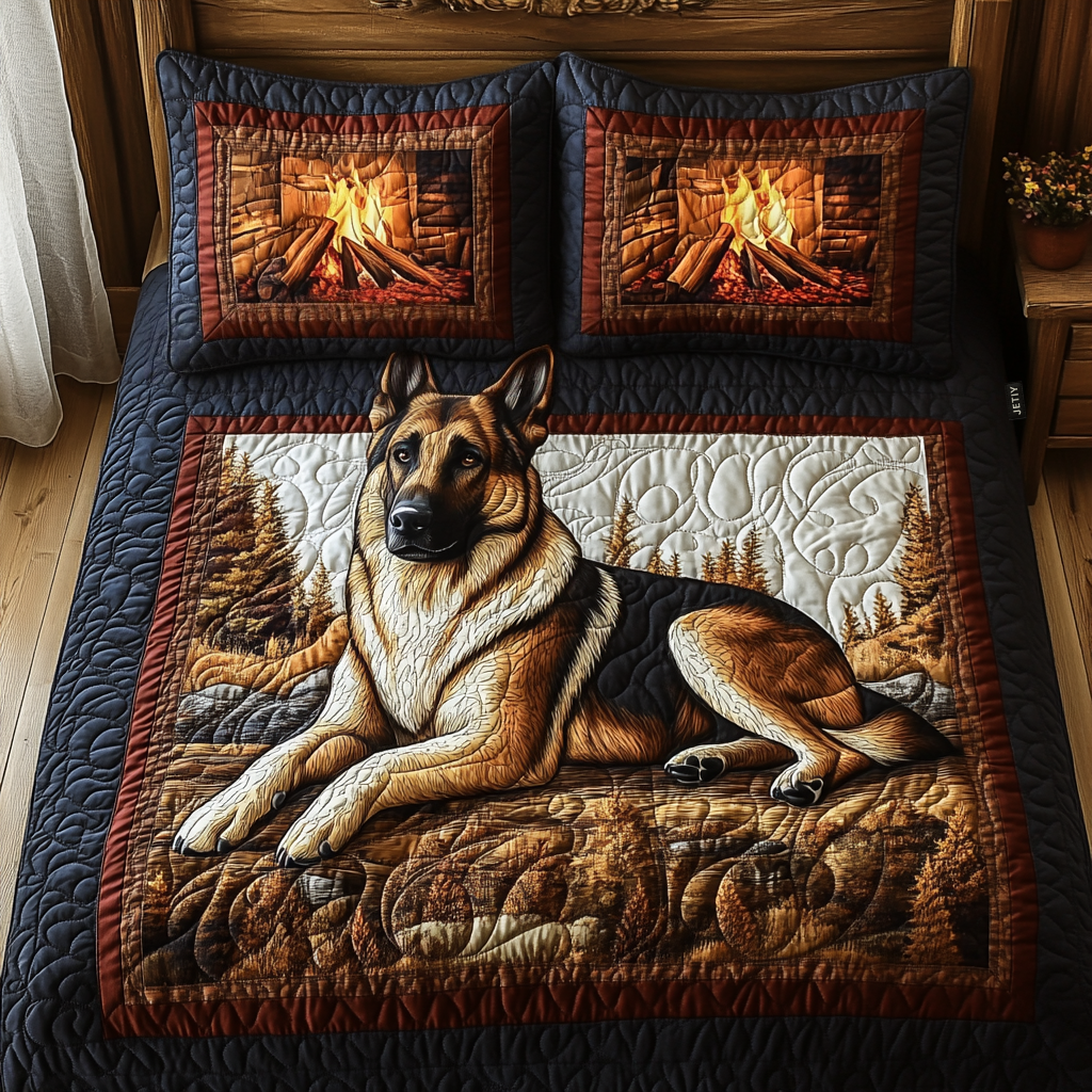 German Shepherd 3-Piece Quilted Bedding Set NCU0VT132 – Vantique