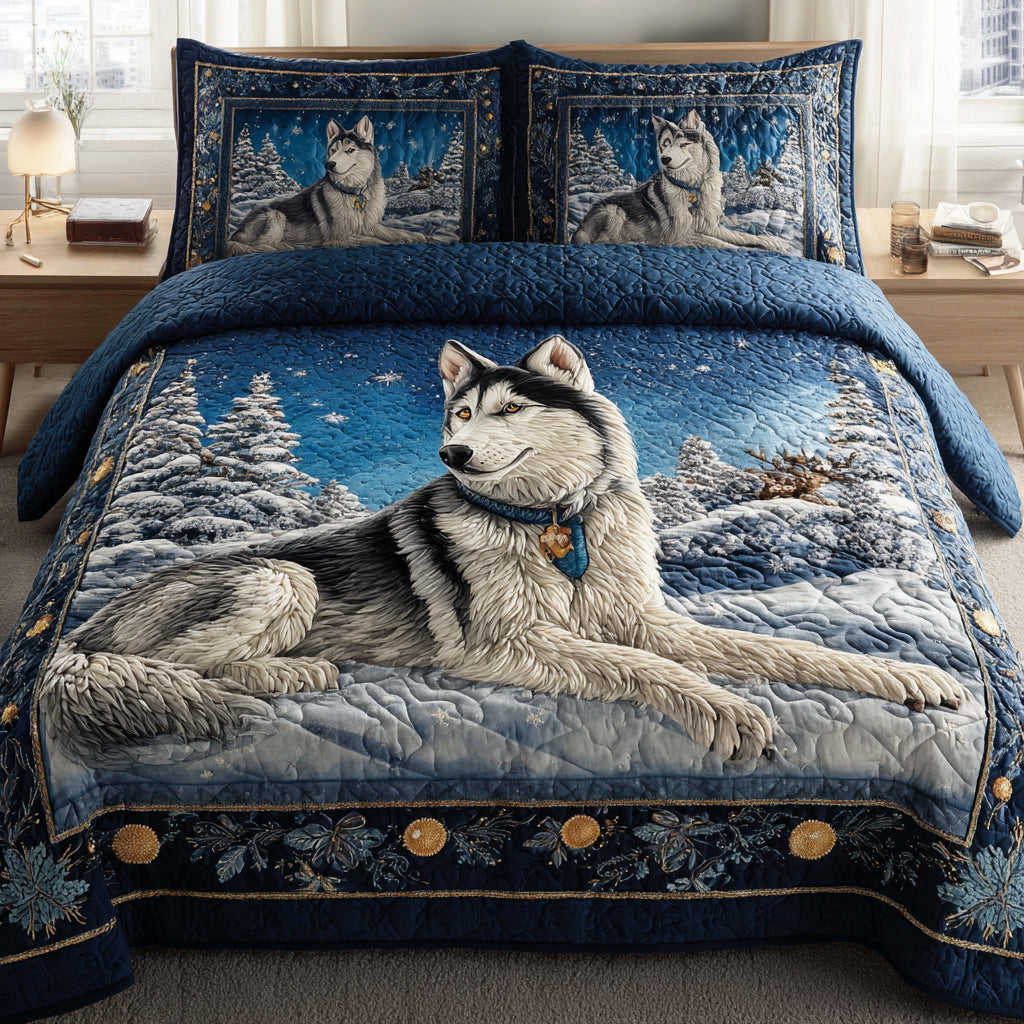 Siberian Husky Love 3-Piece Quilted Bedding Set NCU0HH997 – Vantique