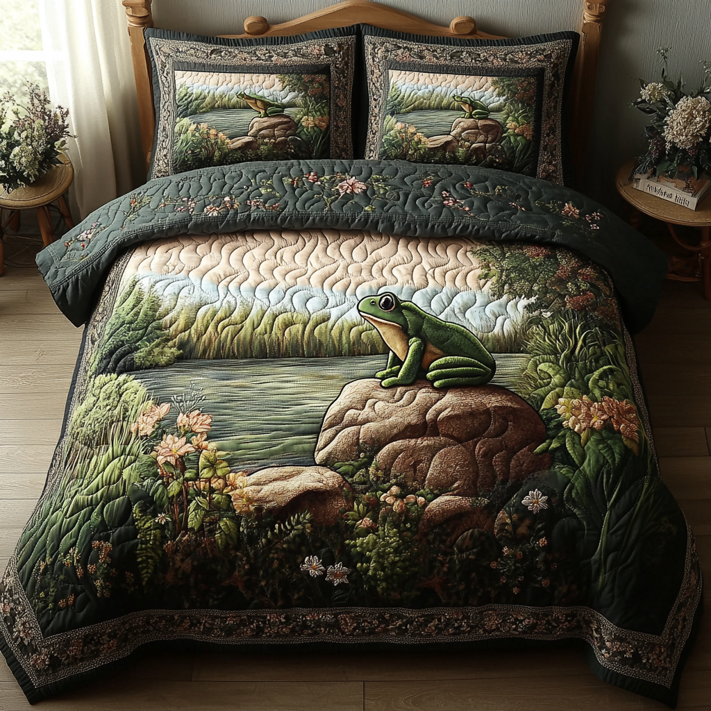 Silent Frog 3-Piece Quilted Bedding Set NCU0DK7517 – Vantique