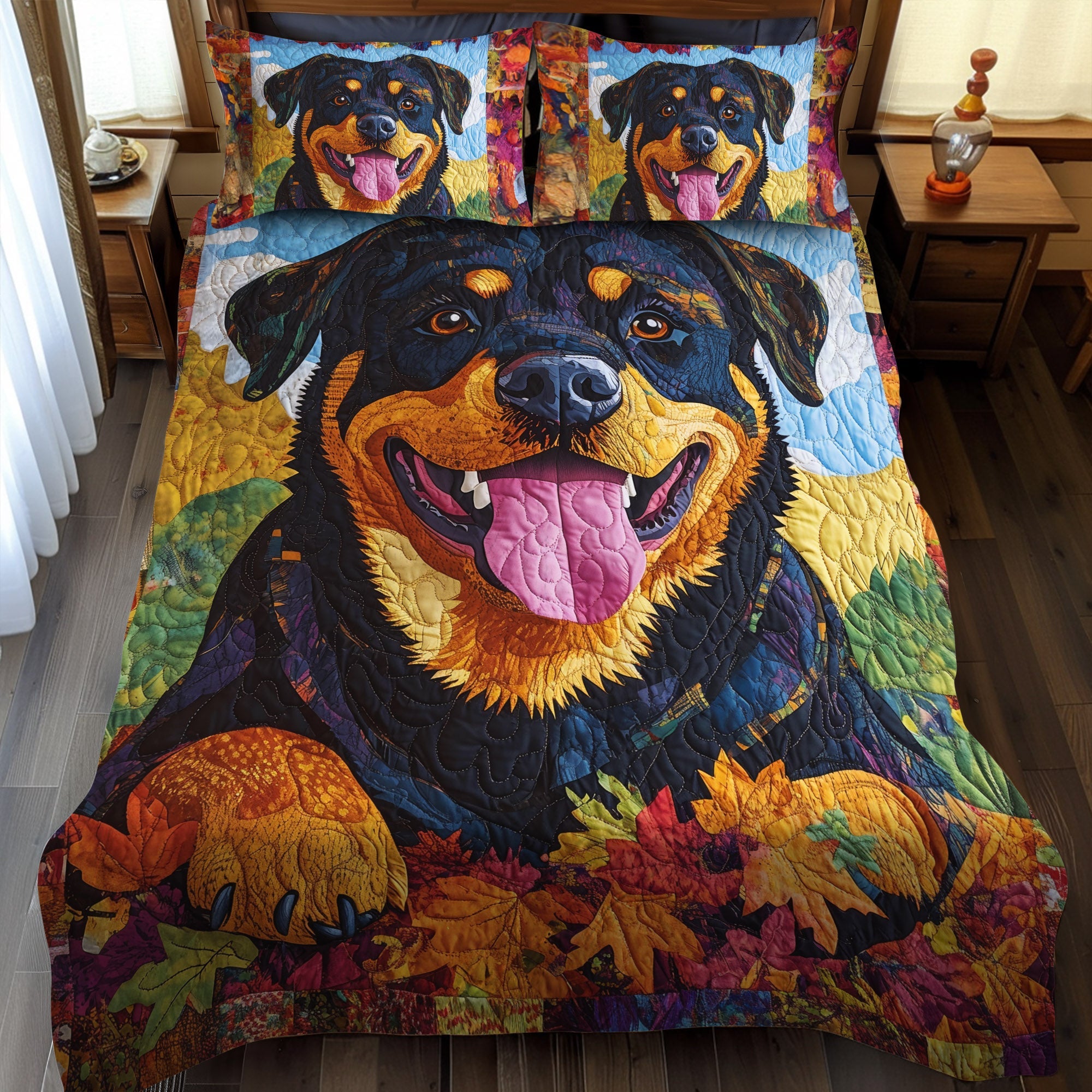 Sky Gazing Rottweiler Throw 3-Piece Quilted Bedding Set NCU0PT568 ...
