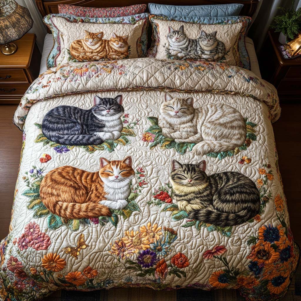 Sleepy Cat Magic 3-Piece Quilted Bedding Set NCU0NT8277 – Vantique
