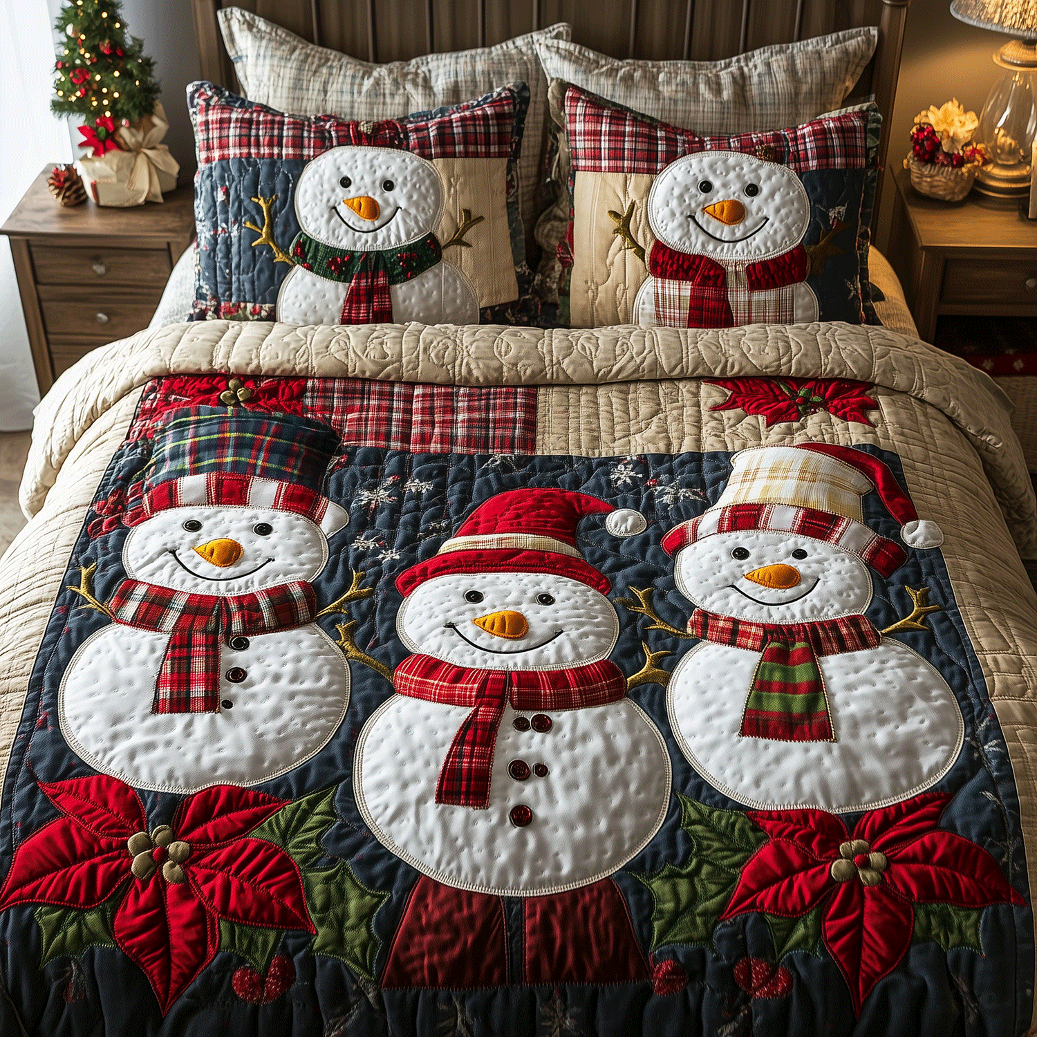 Snowman Family Fun 3-Piece Quilted Bedding Set NCU0TH2135 – Vantique