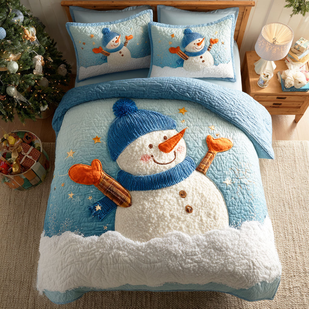 Snowman Joy 3-Piece Quilted Bedding Set NCU0TD458 – Vantique