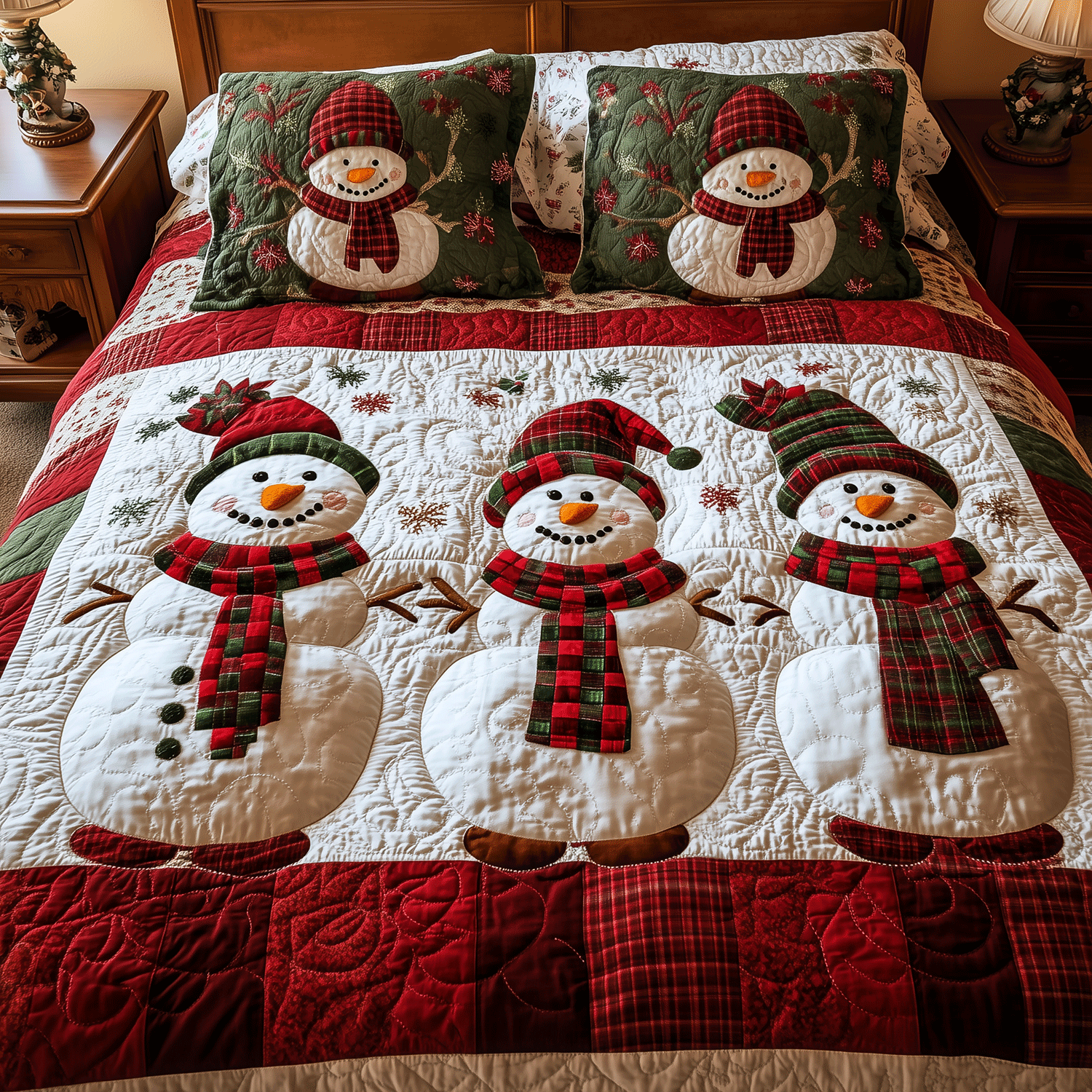 Snowman Wonderland 3-Piece Quilted Bedding Set NCU0TH2129 – Vantique