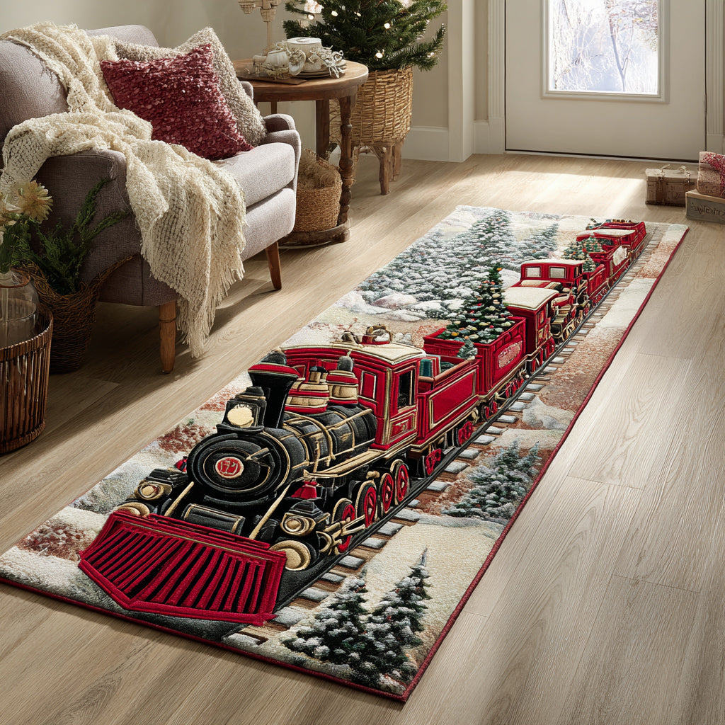 Snowy Christmas Train Runner Carpet NCU0HH967 – Vantique