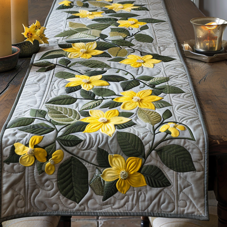 South Caroline Jasmine Quilted Table Runner NCU0DV5378 – Vantique