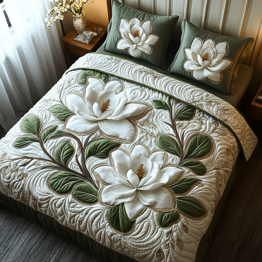 Southern Bloom 3-Piece Quilted Bedding Set NCU0DV3625 – Vantique