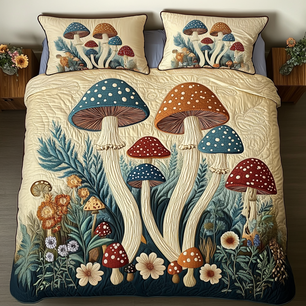 Spore Dreams 3-Piece Quilted Bedding Set NCU0VH5358 – Vantique